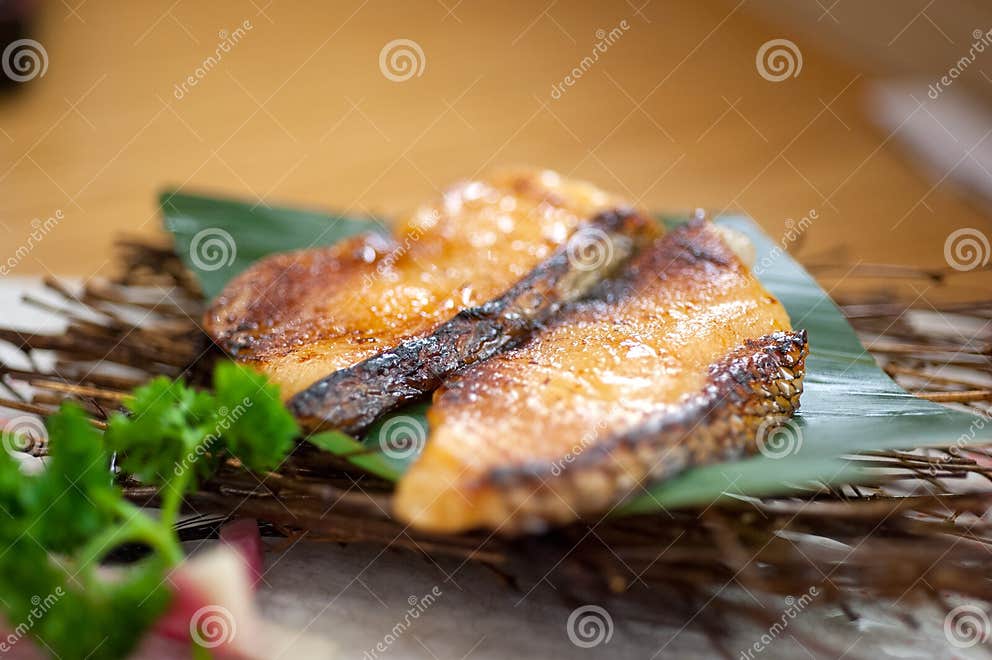Japanese Style Teppanyaki Roasted Cod Fish Stock Image - Image of ...