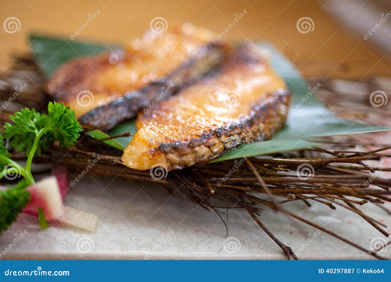 Japanese Style Teppanyaki Roasted Cod Fish Stock Image - Image of ...