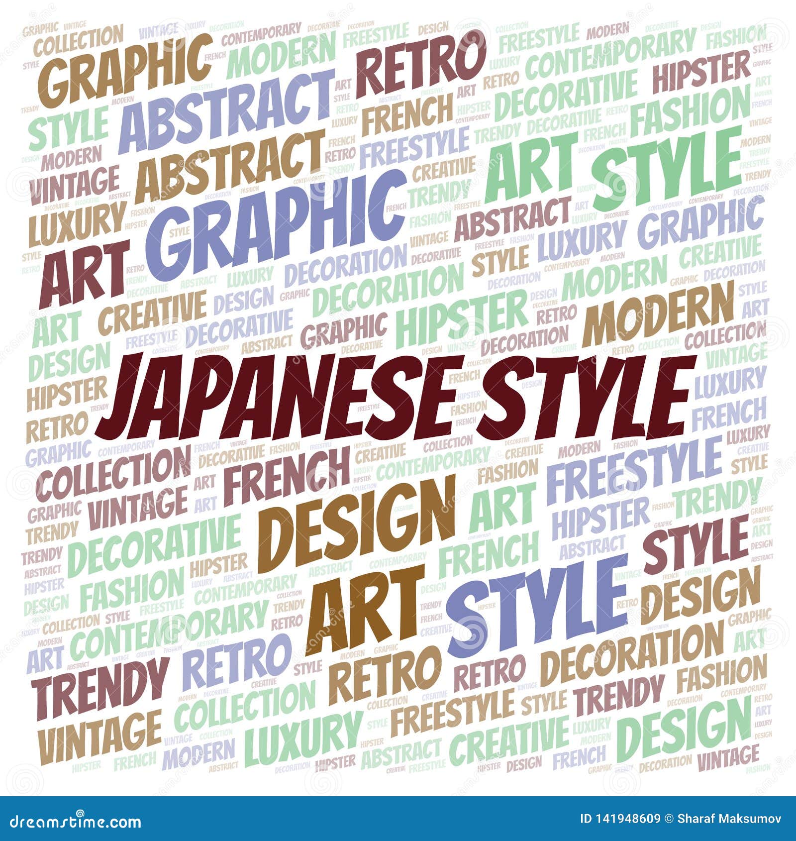 Japanese Style word cloud stock illustration. Illustration of font ...