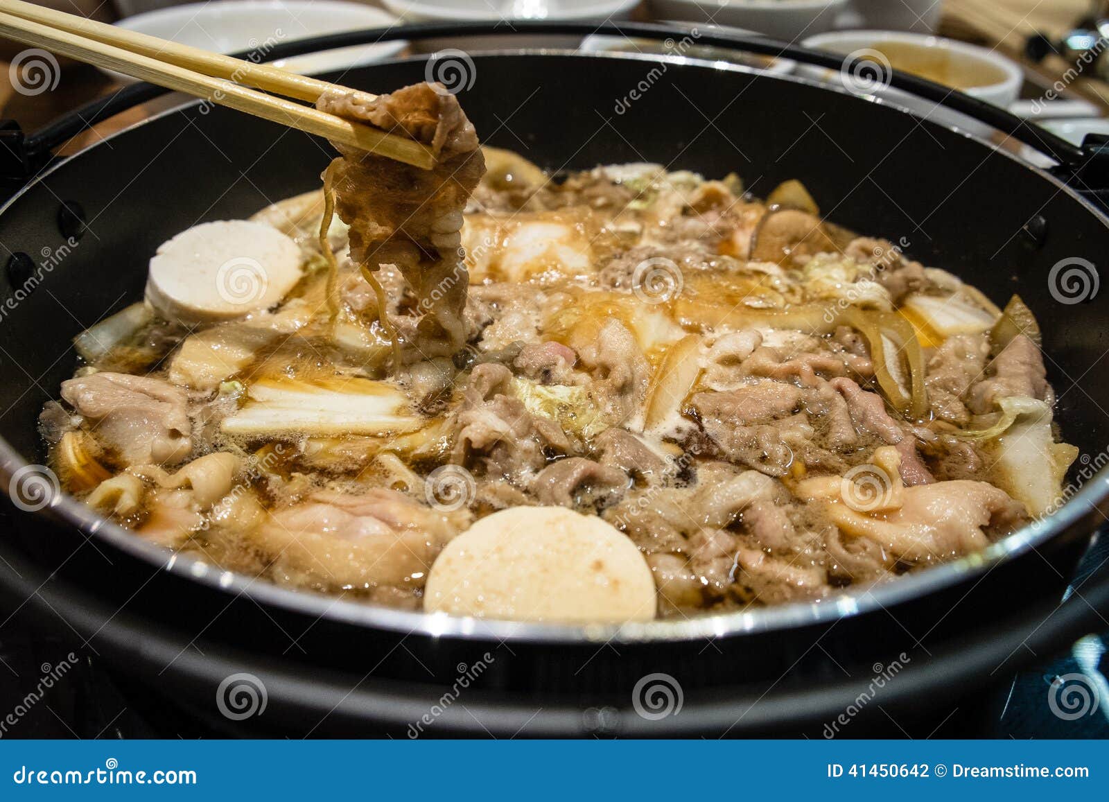 Japanese Sukiyaki Pot stock photo. Image of beef, food - 41450642