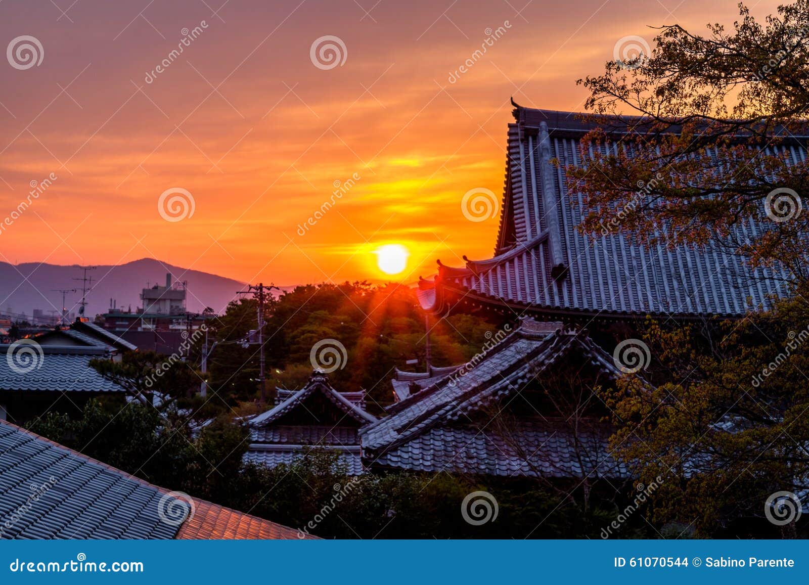 Japanese sunset stock photo. Image of buddhism, shrine - 61070544