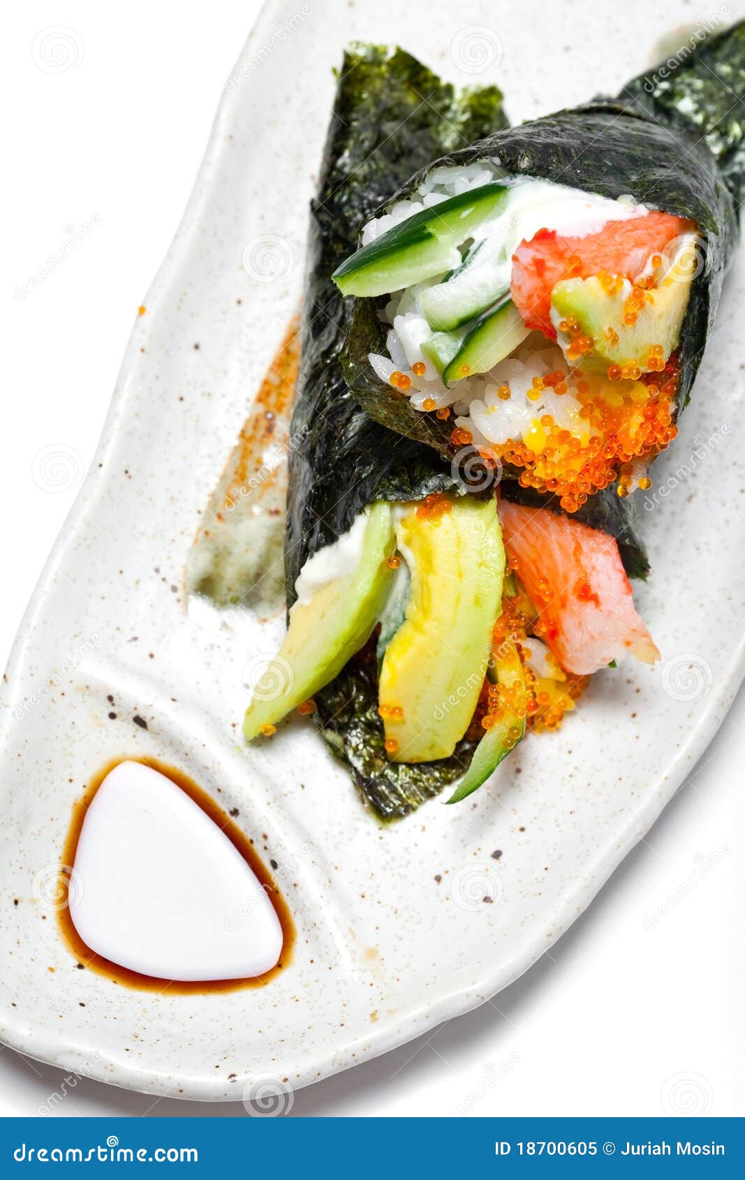 Japanese Surimi Crab Stick and Avocado Temaki Stock Image - Image of ...