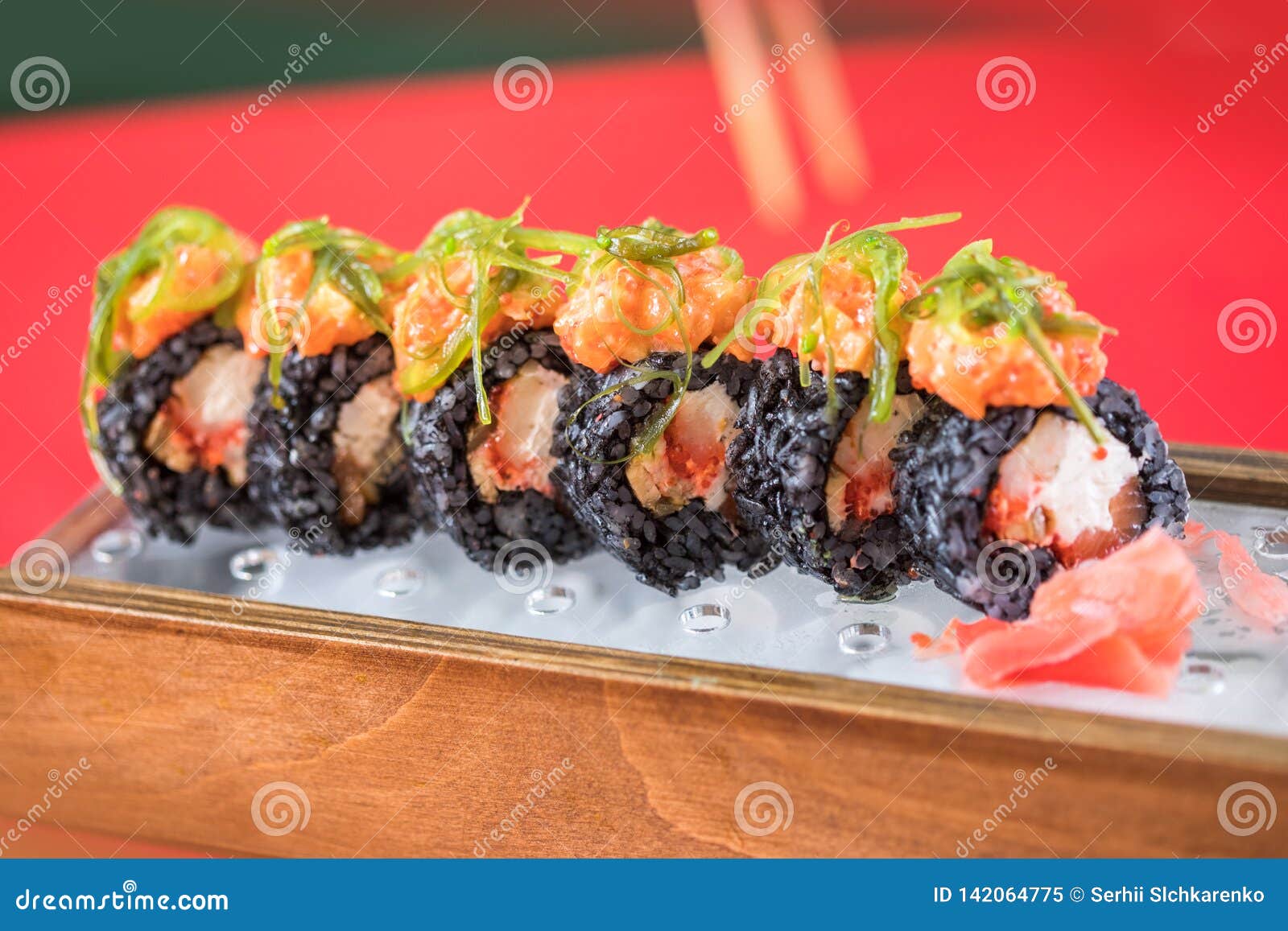 Japanese Sushi with Black Rice Stock Image - Image of healthy, seafood ...