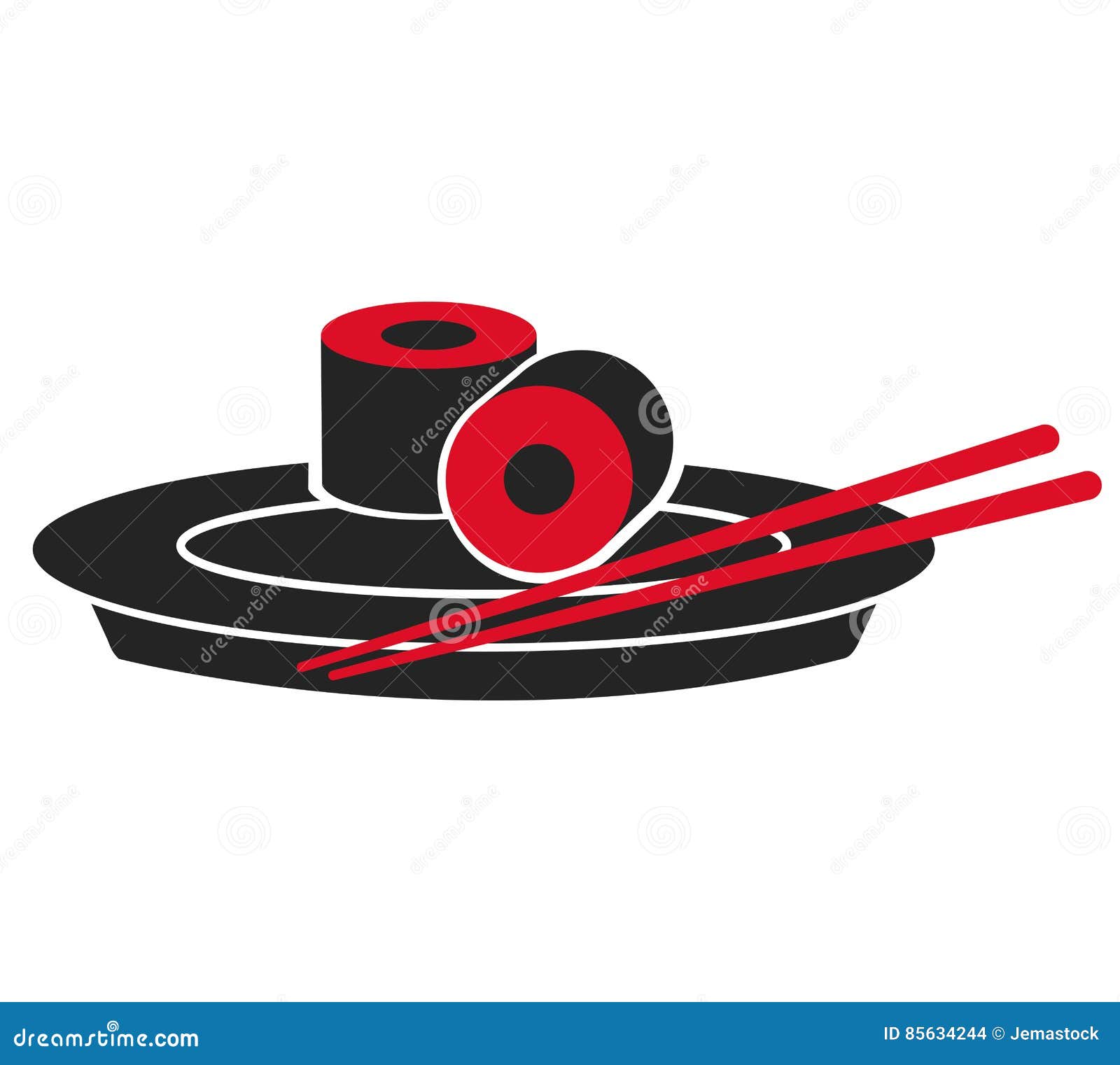 Set Sushi, Fish With Sliced Pieces, Served Fish On A Plate And Chow ...