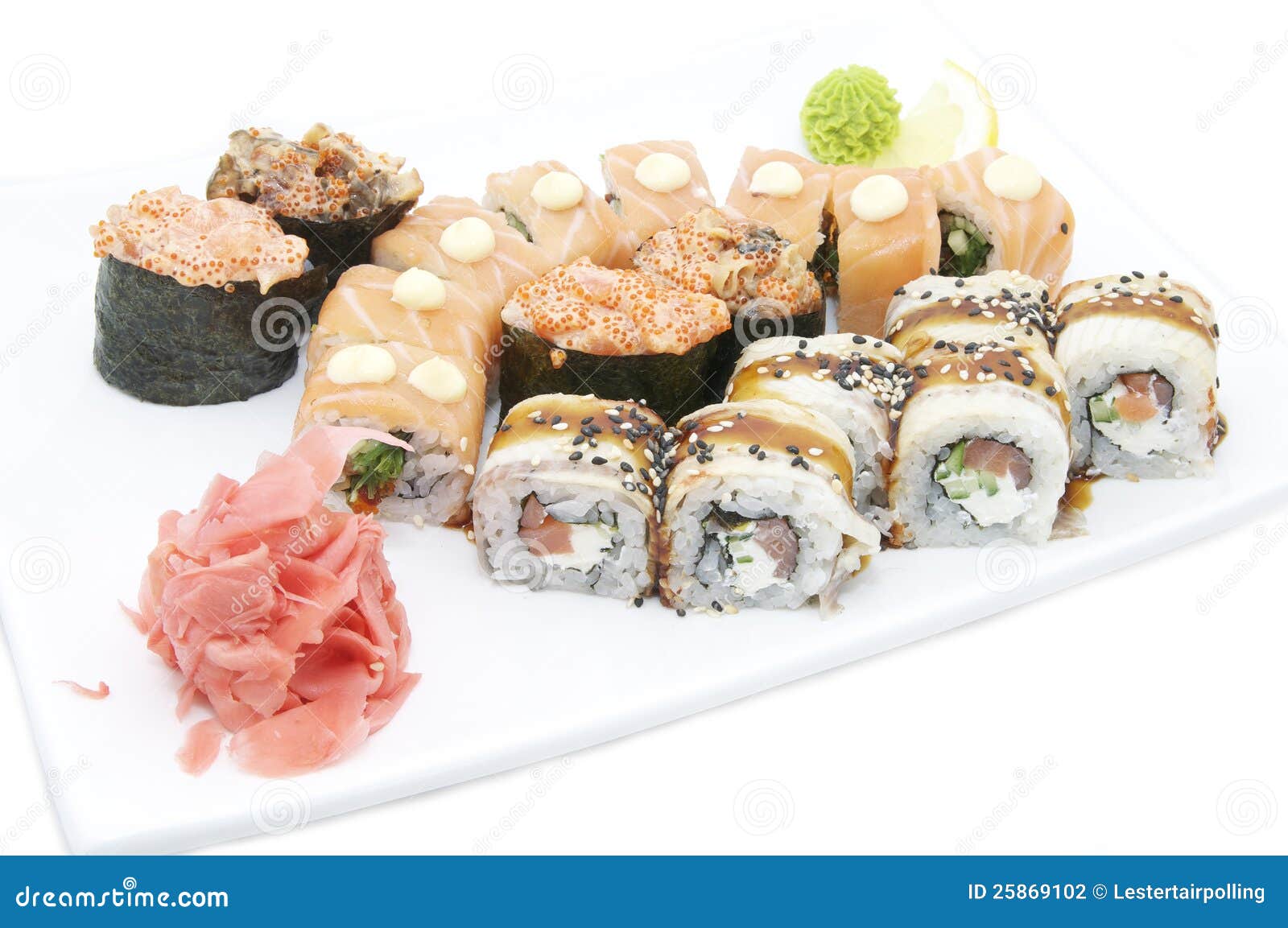 Japanese Sushi Fish and Seafood Stock Photo - Image of delicacy, fish ...