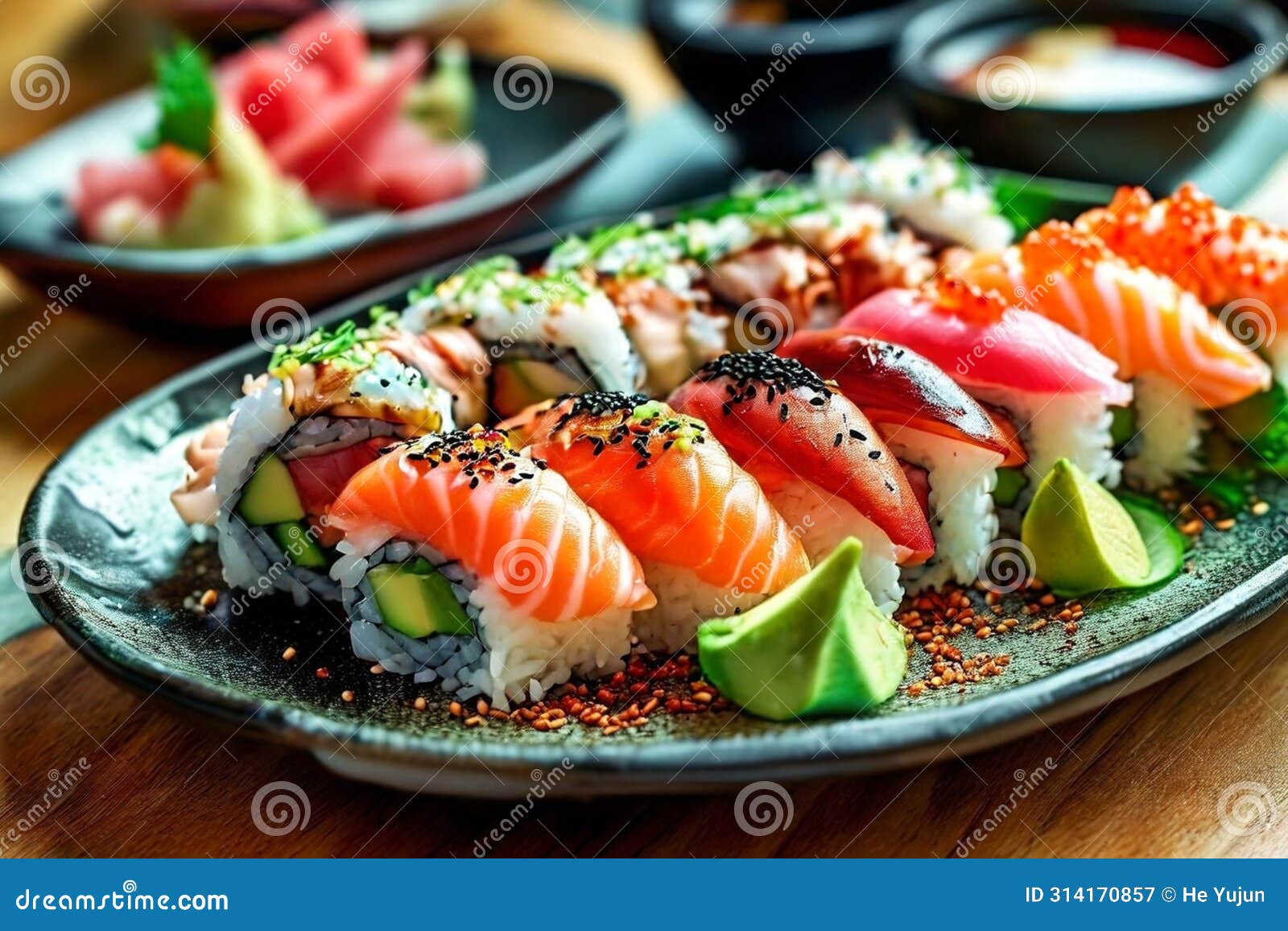 Sushi Food With Omelette Traditional Japanese Food Vector Illustration ...