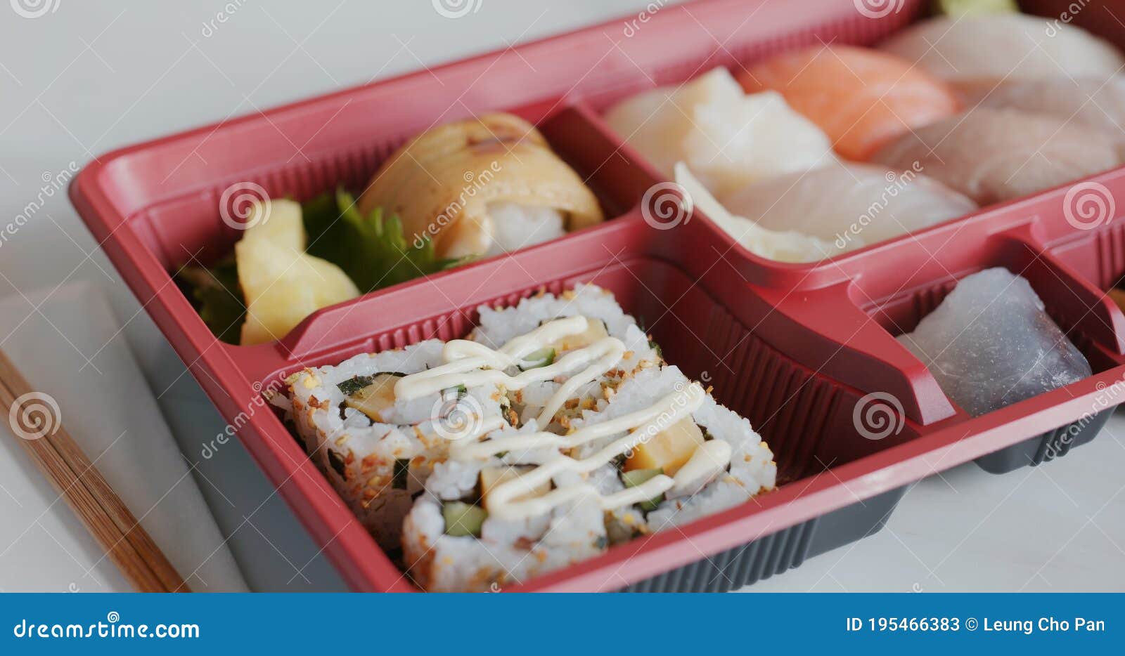 Japanese sushi lunch box stock image. Image of black - 195466383