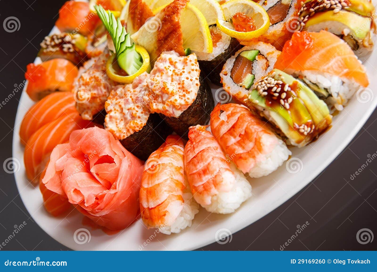 Japanese sushi on a plate stock photo. Image of avocado - 29169260
