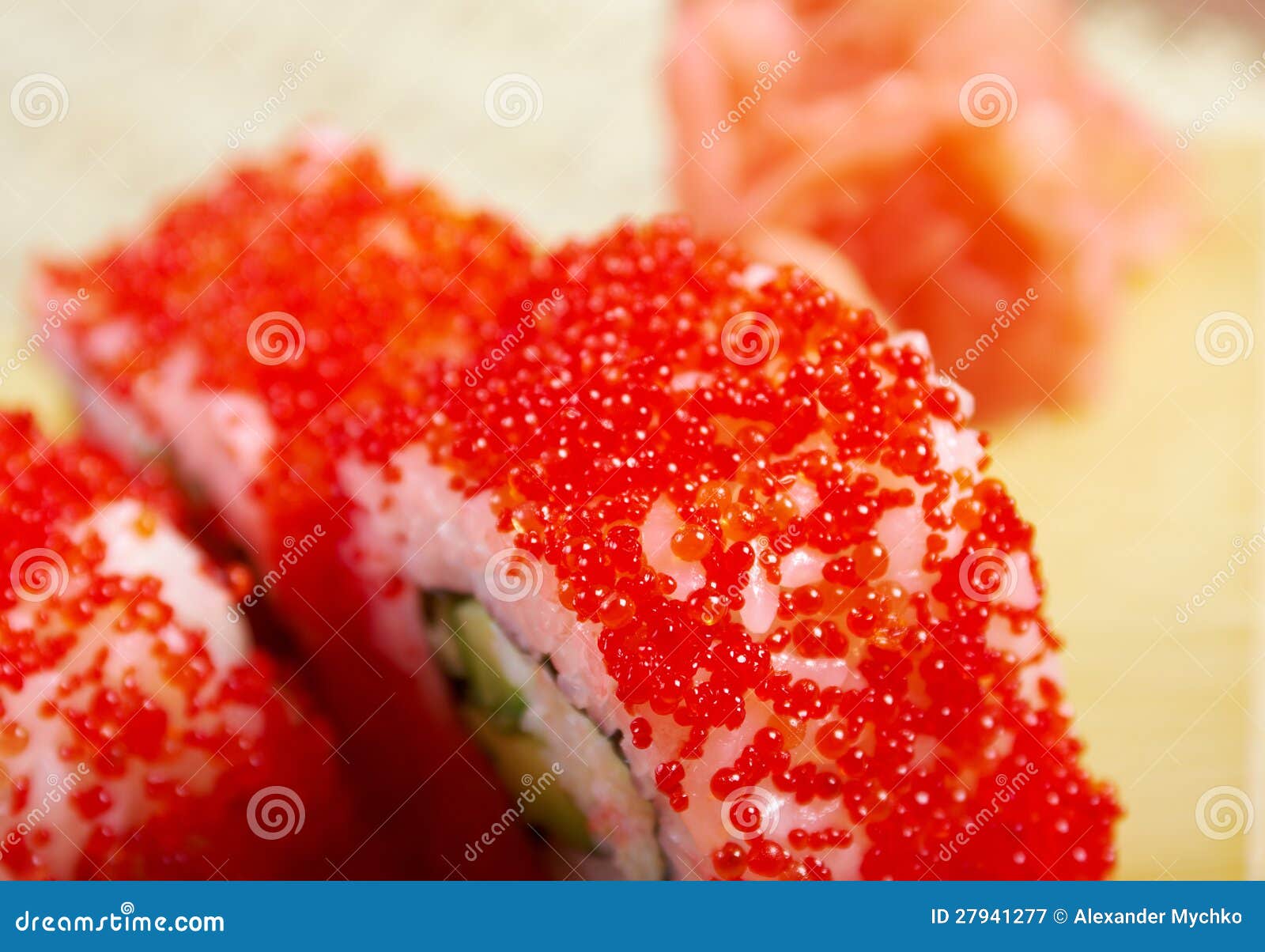 Japanese sushi -red roe stock image. Image of ginger - 27941277