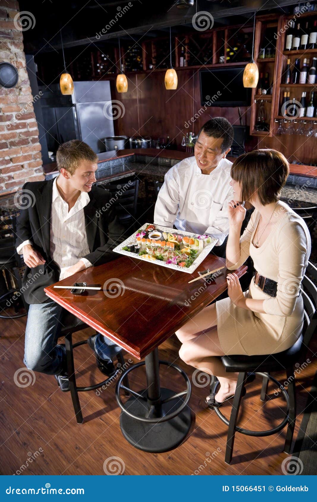 Japanese Sushi Restaurant, Chef Serving Customers Stock Image - Image ...