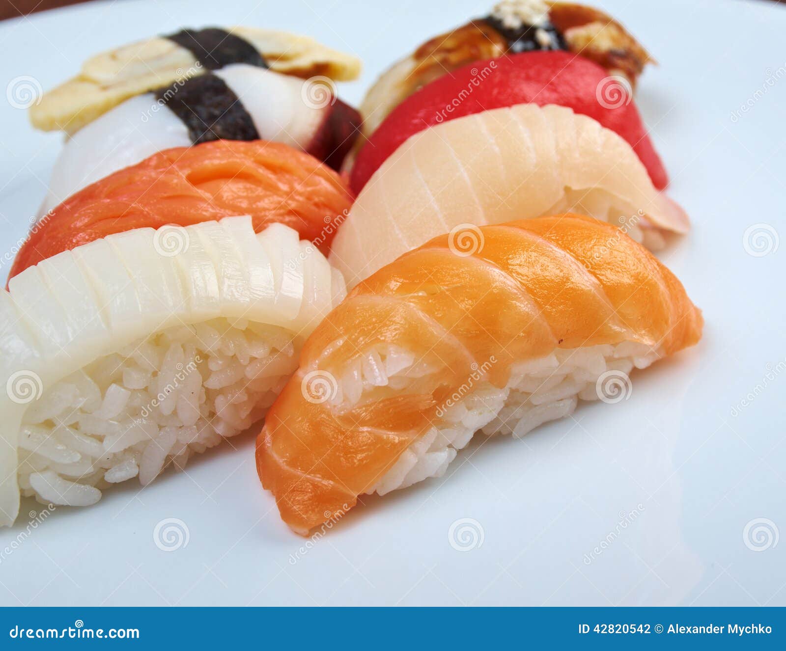 Japanese Sushi with Rice and Fish Stock Photo - Image of classic ...