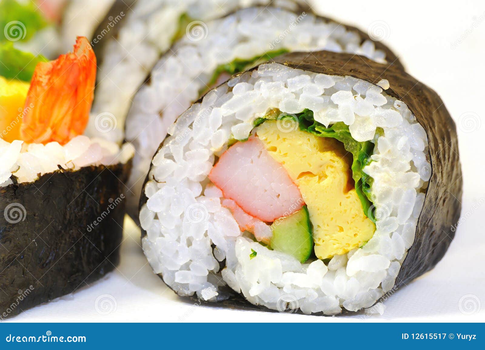 Japanese sushi roll stock image. Image of seafood, salad - 12615517