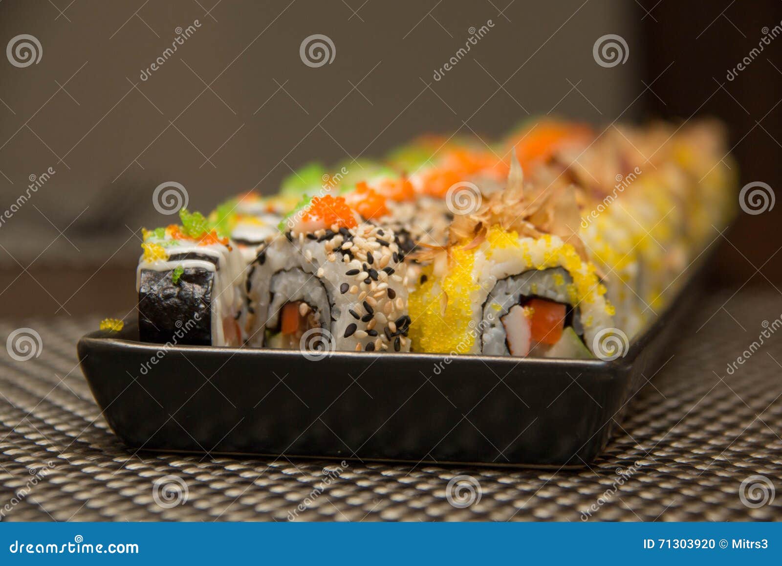 Japanese sushi roll stock photo. Image of sushi, rice - 71303920
