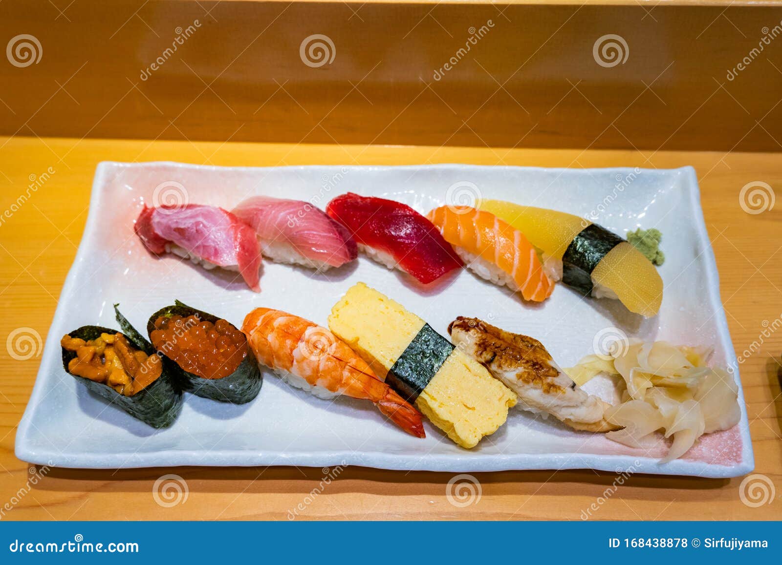 Japanese sushi set stock photo. Image of food, white - 168438878