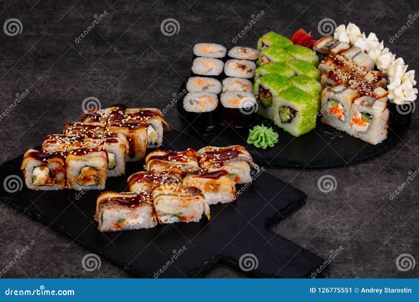 Japanese sushi set stock image. Image of platter, japanese - 126775551