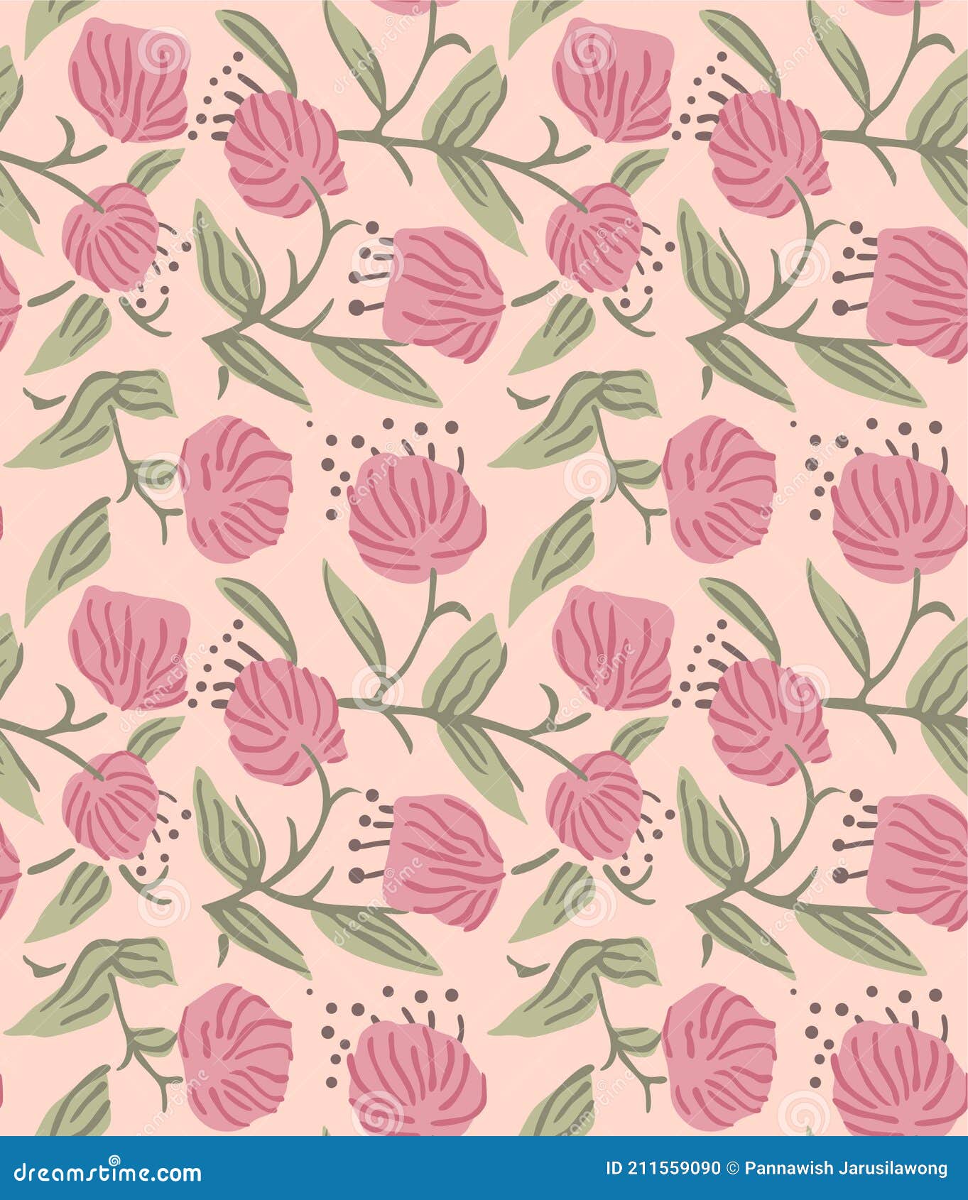 Japanese Sweet Pink Flower Vector Seamless Pattern Stock Vector ...
