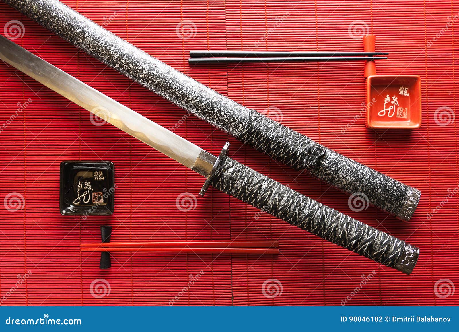 Japanese Sword on a Bamboo Mat Stock Photo - Image of ronin, sharp ...