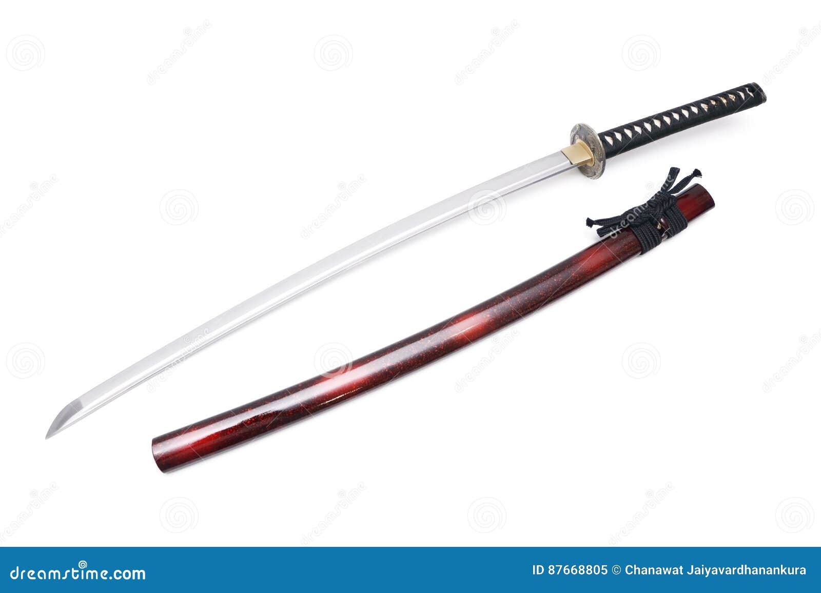 Japanese Sword and Scabbard Stock Image - Image of hamon, wakizashi ...