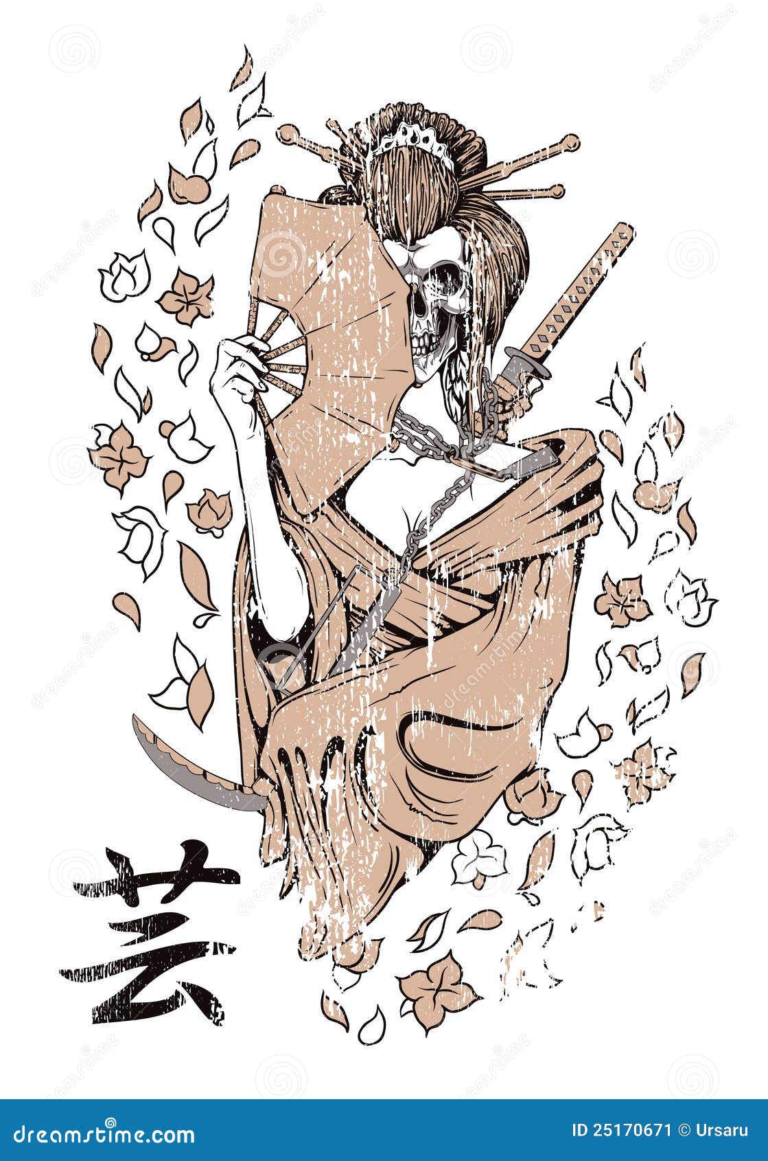 Japanese t-shirt design stock illustration. Illustration of lady - 25170671