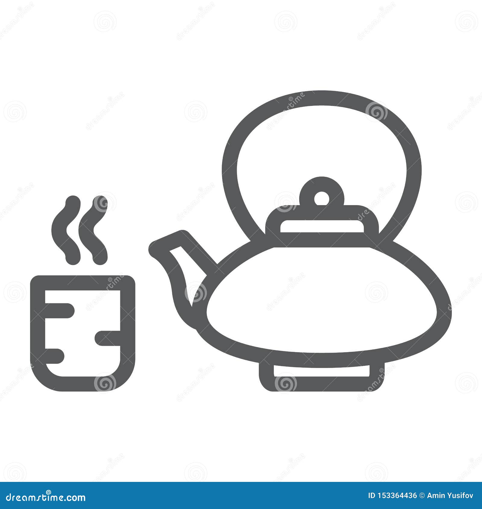 Japanese Tea Line Icon, Asian and Drink, Kettle and Cup Sign, Vector ...