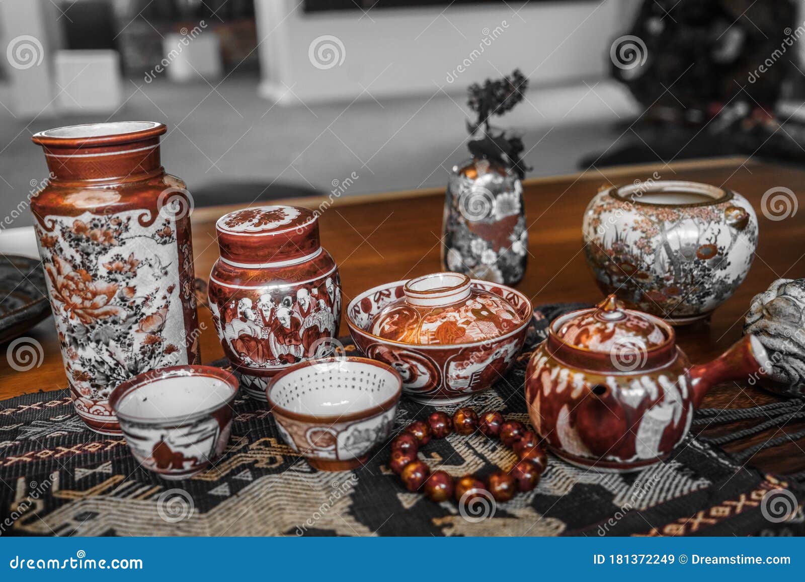 Japanese Tea Set for Tea Ceremony. Stock Image - Image of pottery, gray ...