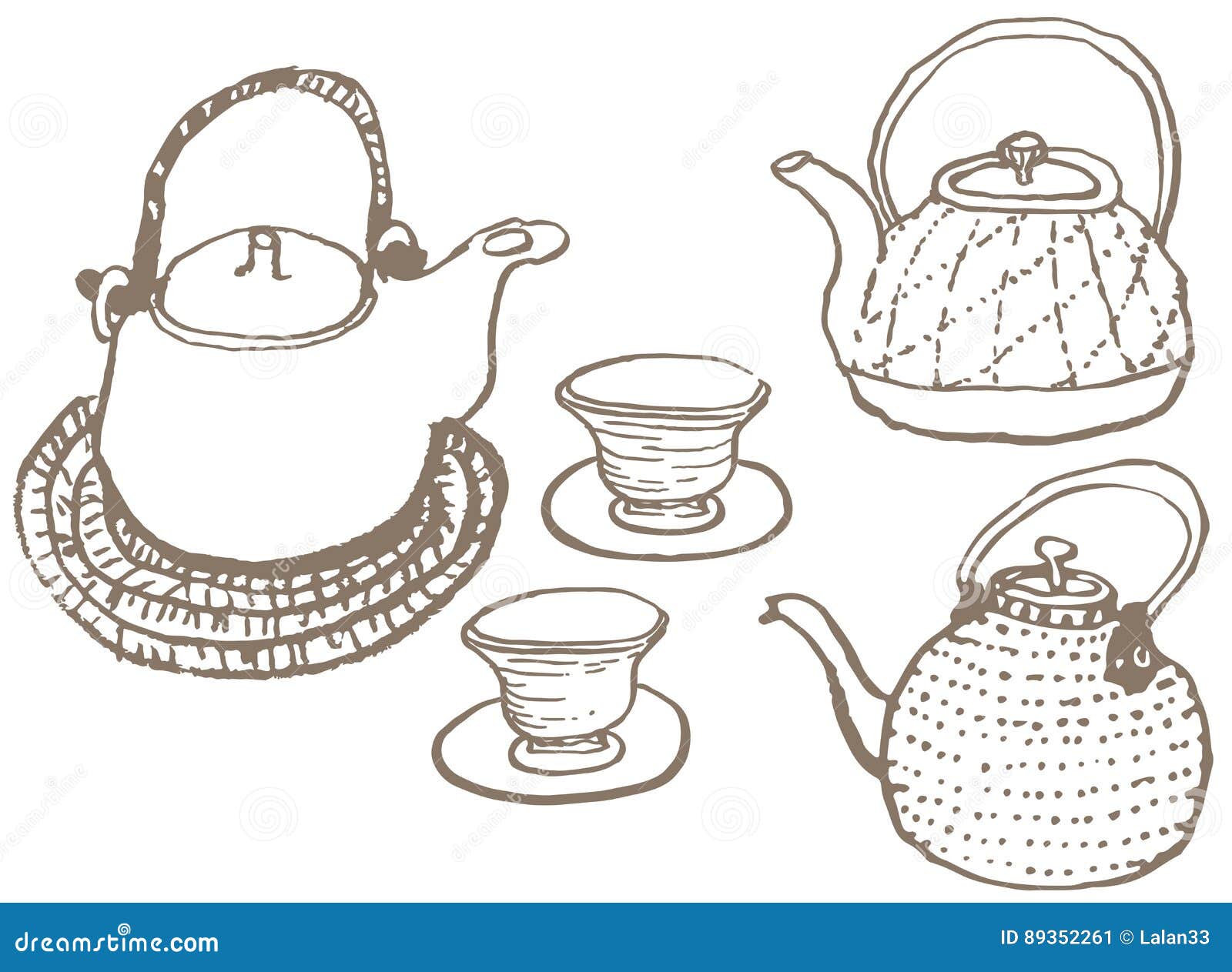 Japanese tea set stock vector. Illustration of green - 89352261