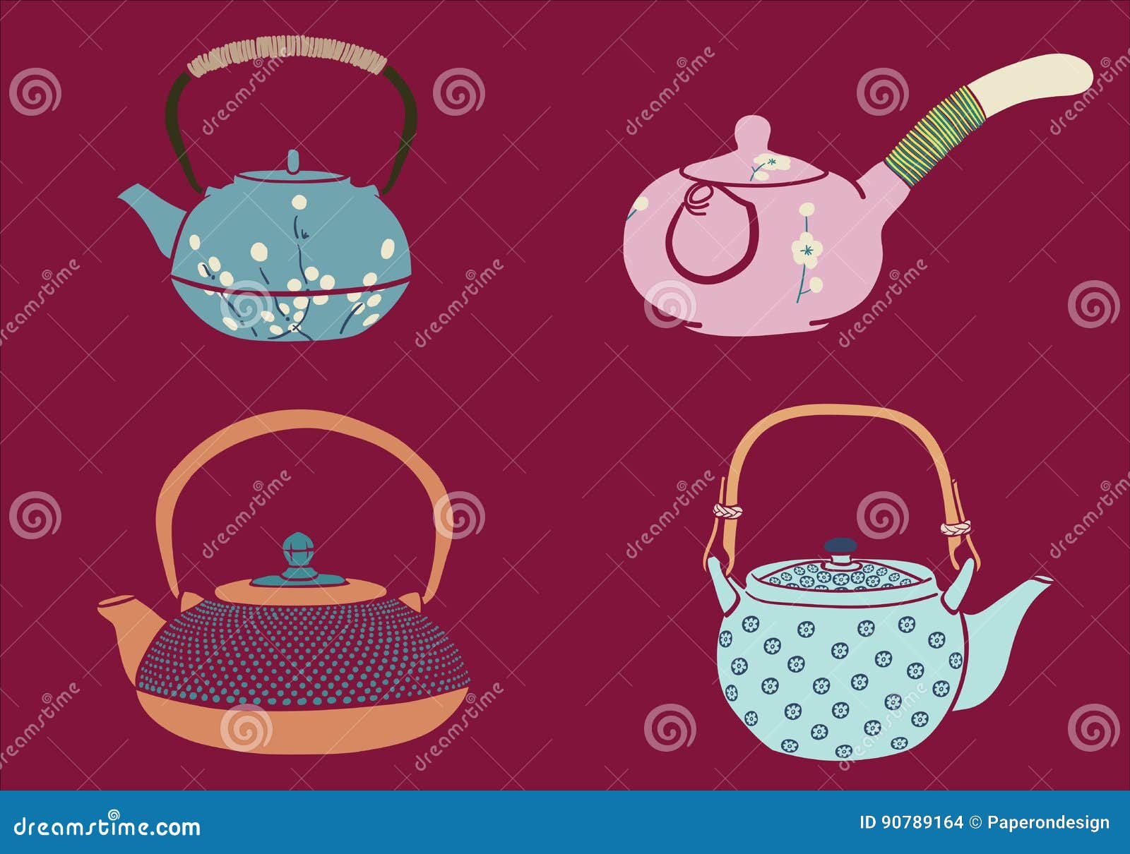 Japanese Teapot stock vector. Illustration of pattern - 90789164