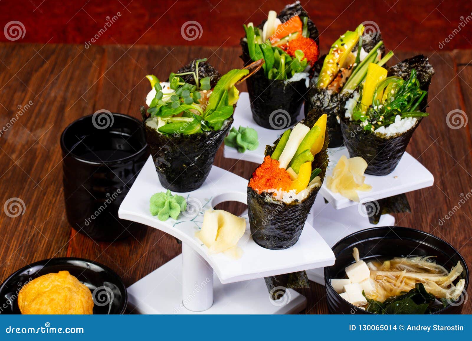 Japanese Temaki set stock photo. Image of seaweed, fish - 130065014