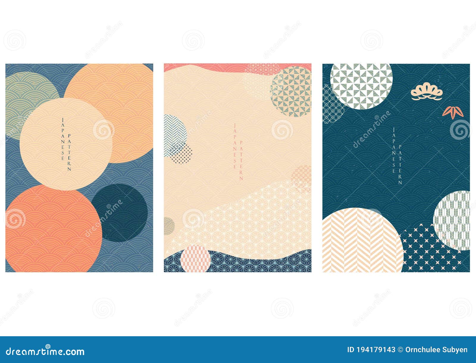 Japanese Template Vector With Japanese Patterns And Icons. Abstract ...