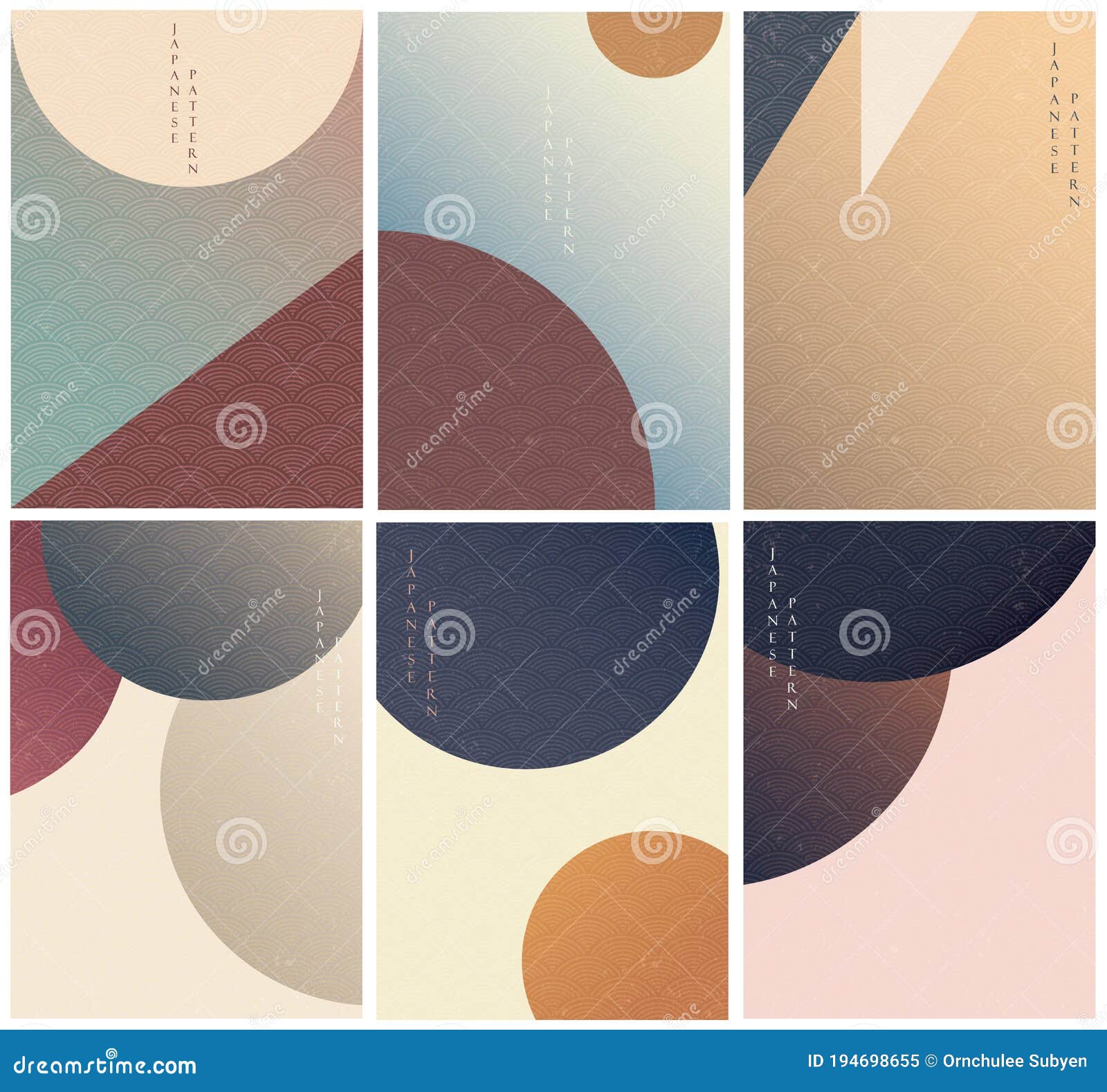 Japanese Template Vector Set. Geometric Background Set. Modern Gradient ...