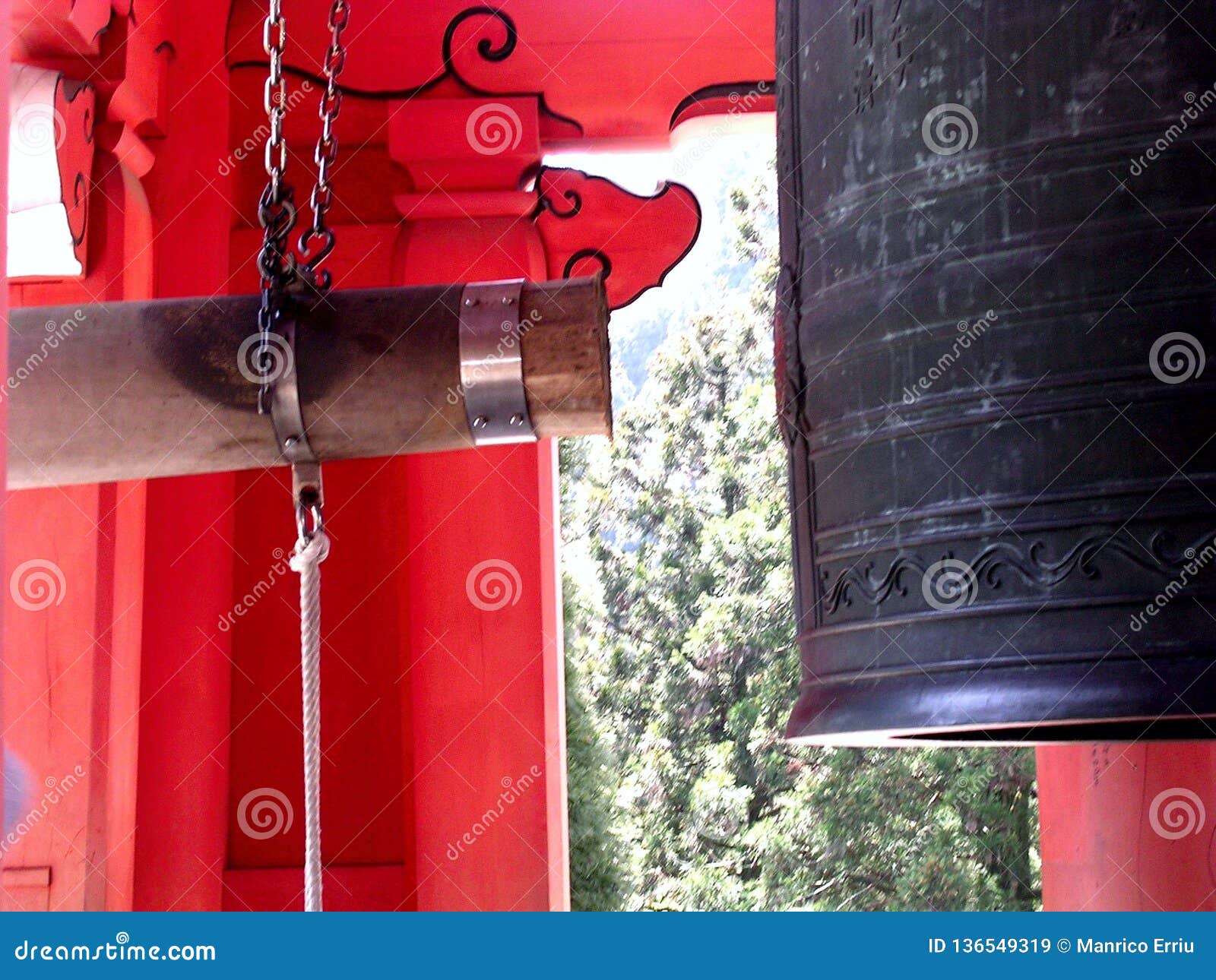 Japanese Temple Bell in Japan Stock Image - Image of japanese, gate ...