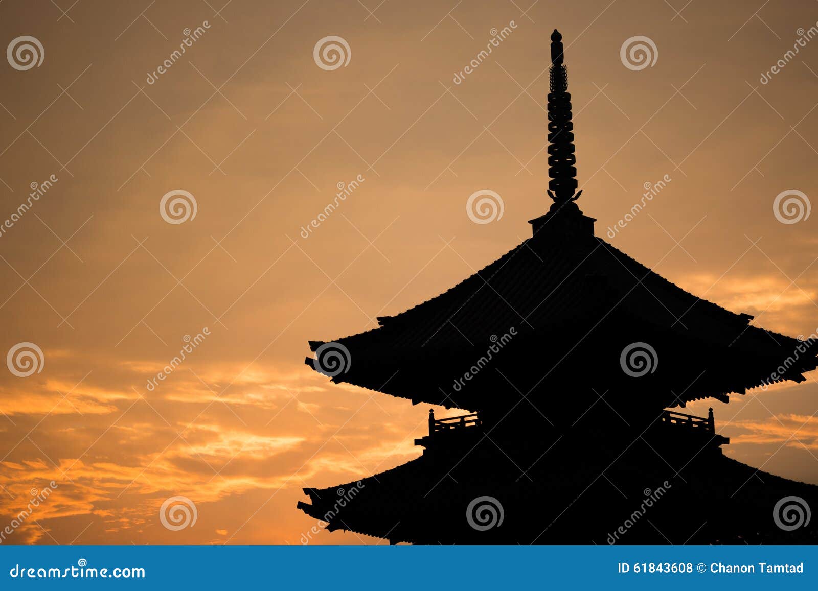 Japanese Temple Silhouette during Sunset. Stock Photo - Image of park ...