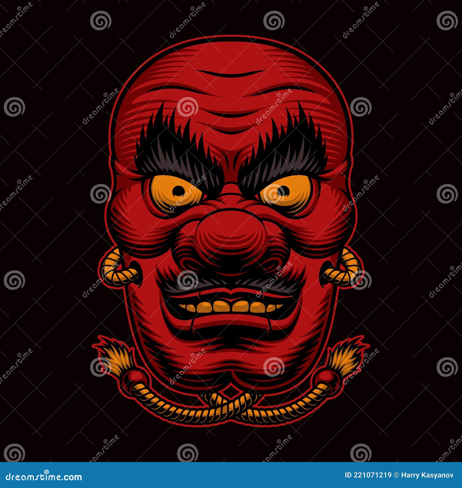 Japanese Tengu Mask Vector Illustration Stock Vector - Illustration of ...