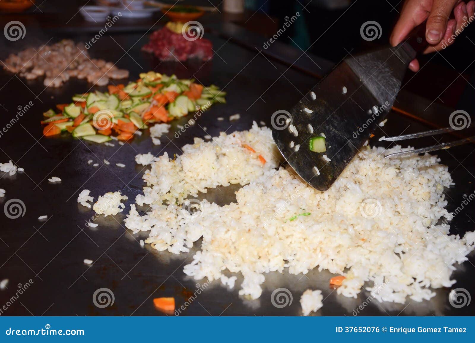 Japanese Teppanyaki Mushroom Grilling Teppanyaki. Stock Image ...