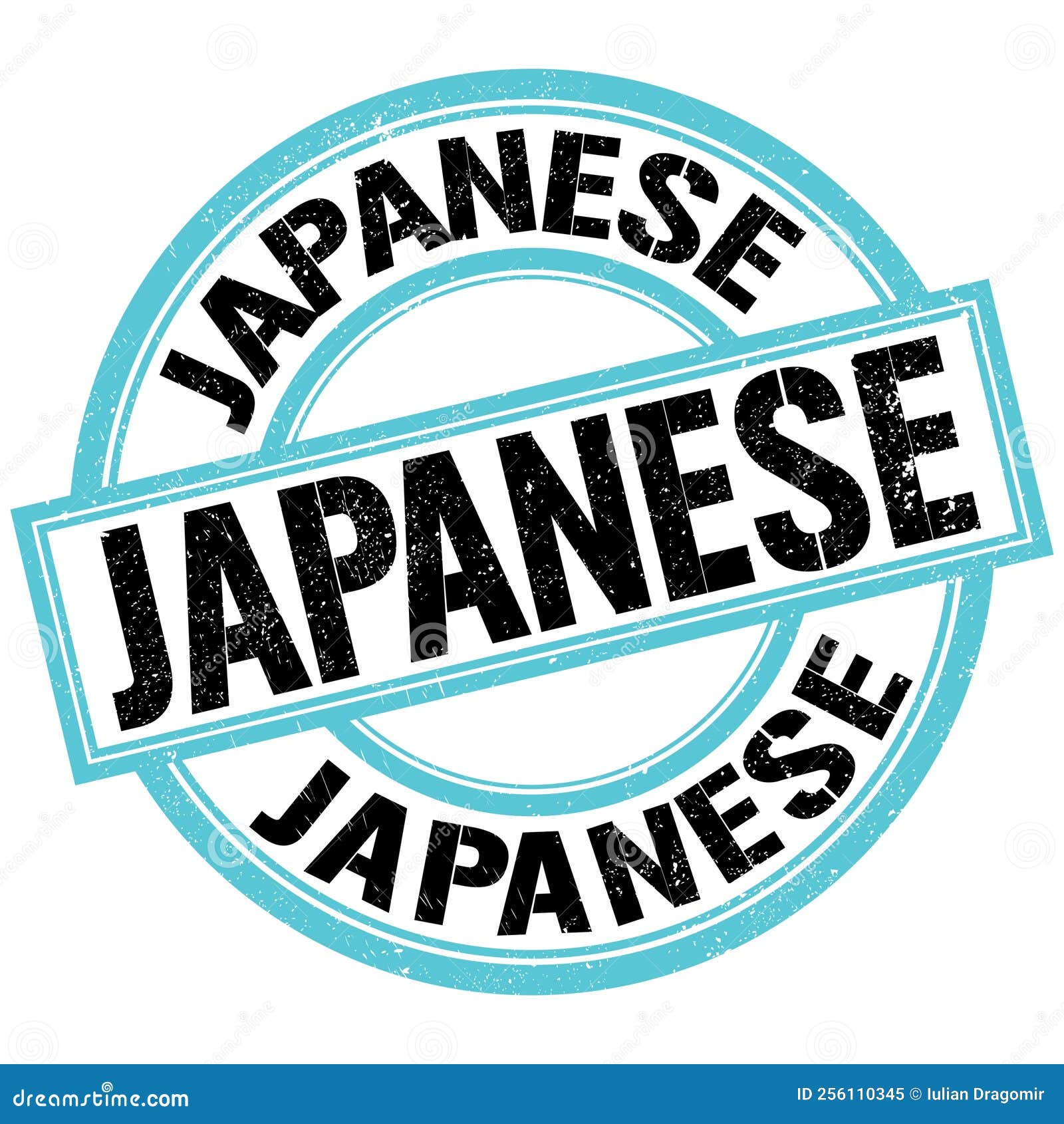 JAPANESE Text on Blue-black Round Stamp Sign Stock Illustration ...