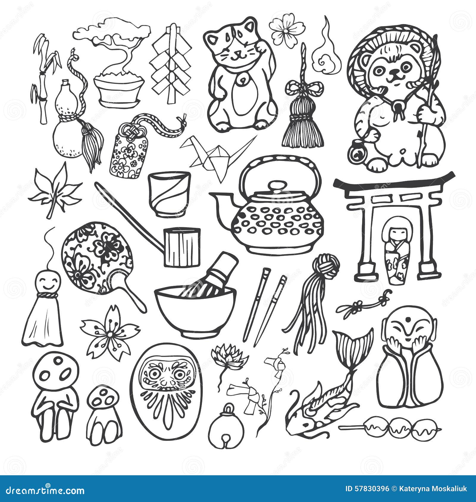 Teru Teru Japanese Rain Charm Doll Character Set. Symbol For Good ...