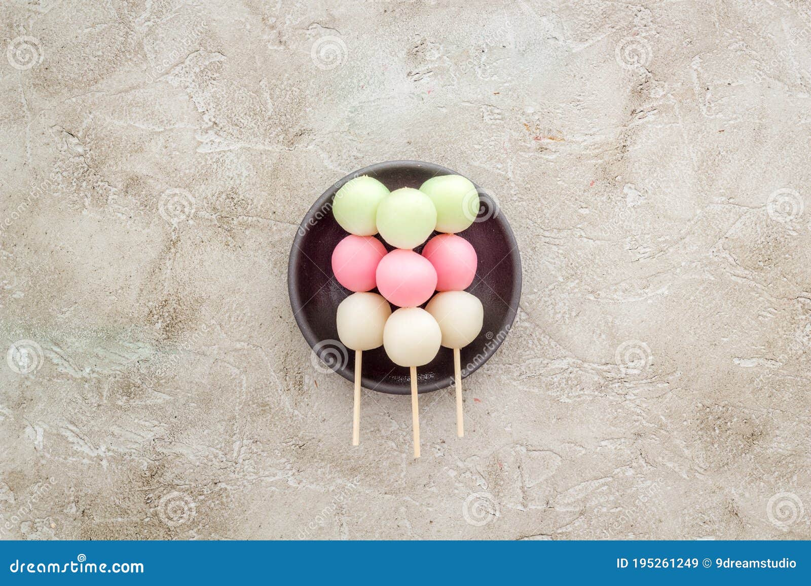 Japanese Three Colored Dumplings Dango on Plate, Top View Stock Image ...