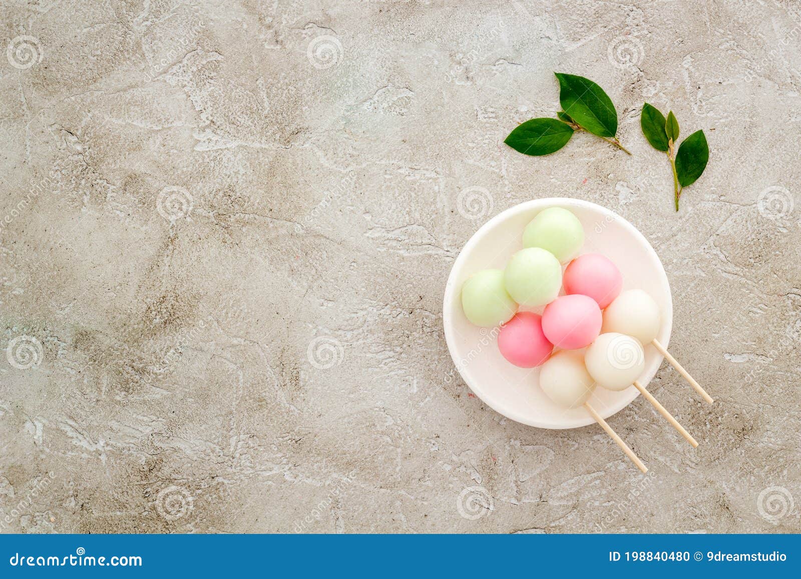 Japanese Three Colored Dumplings Dango on Plate, Top View Stock Photo ...