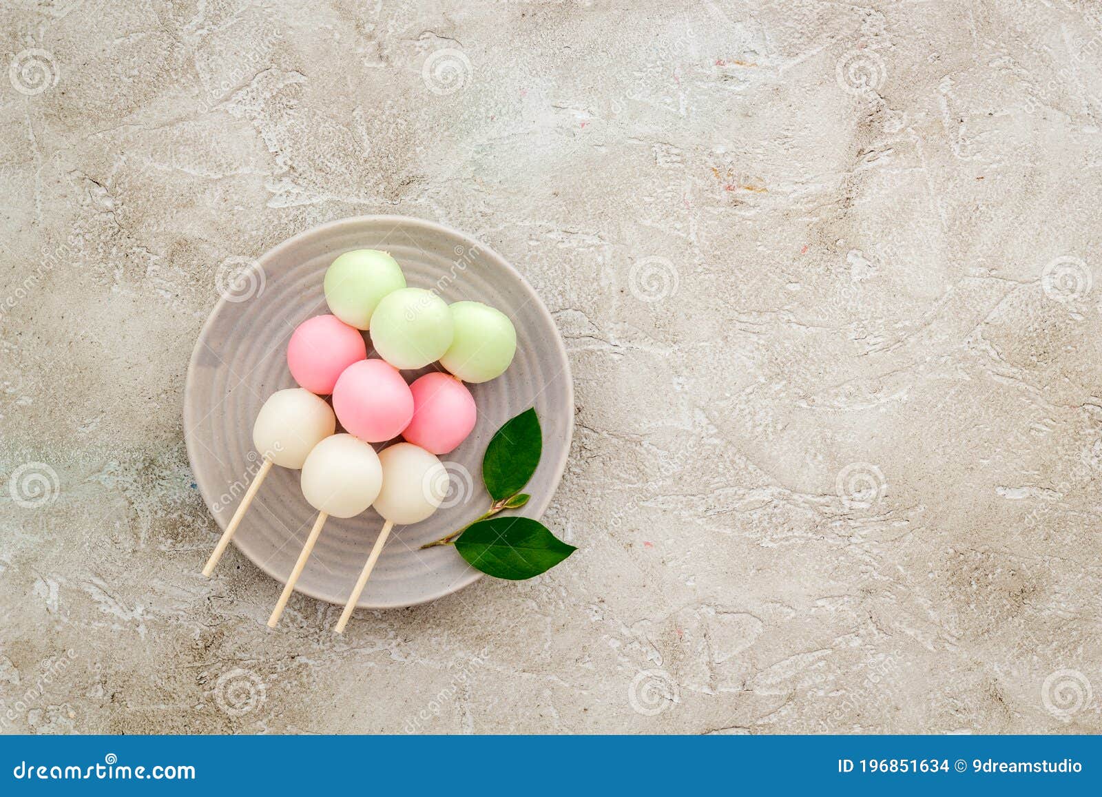 Japanese Three Colored Dumplings Dango, Top View Stock Photo - Image of ...