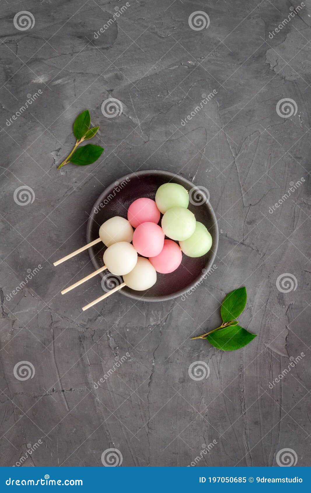 Japanese Three Colored Dumplings Dango, Top View Stock Image - Image of ...