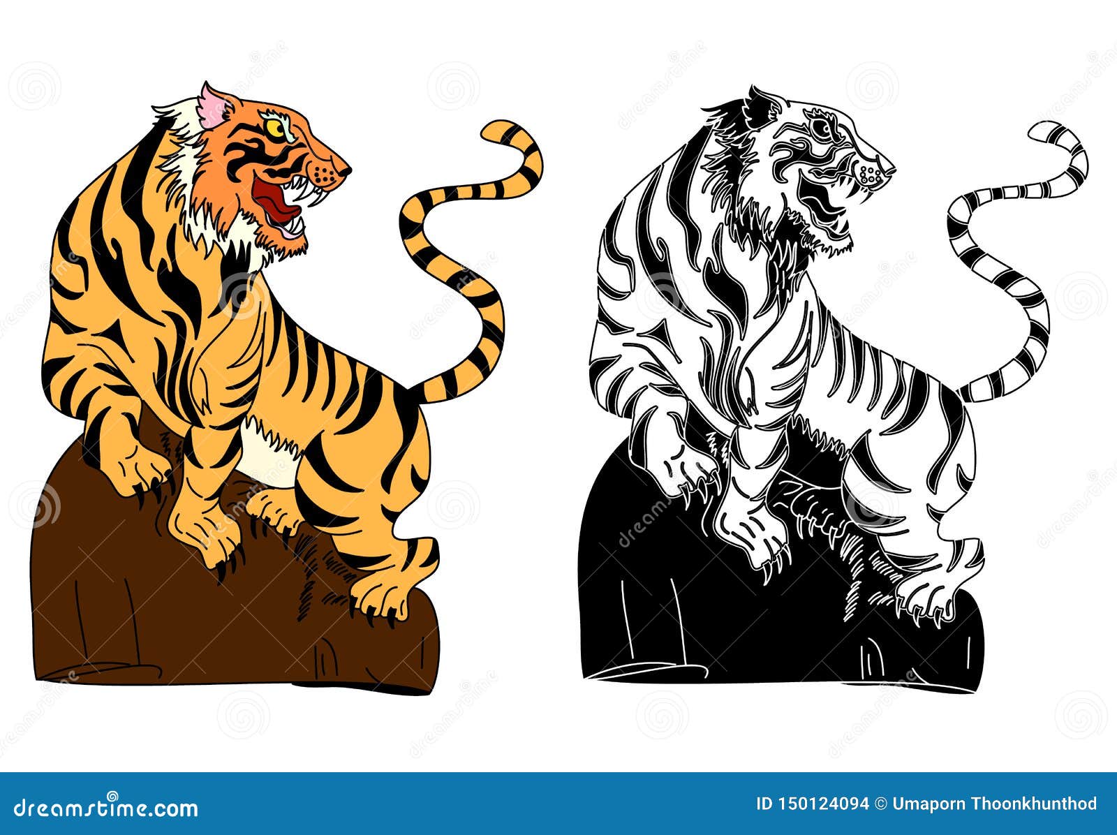 Japanese Tiger with Sun Vector on Background. Stock Vector ...