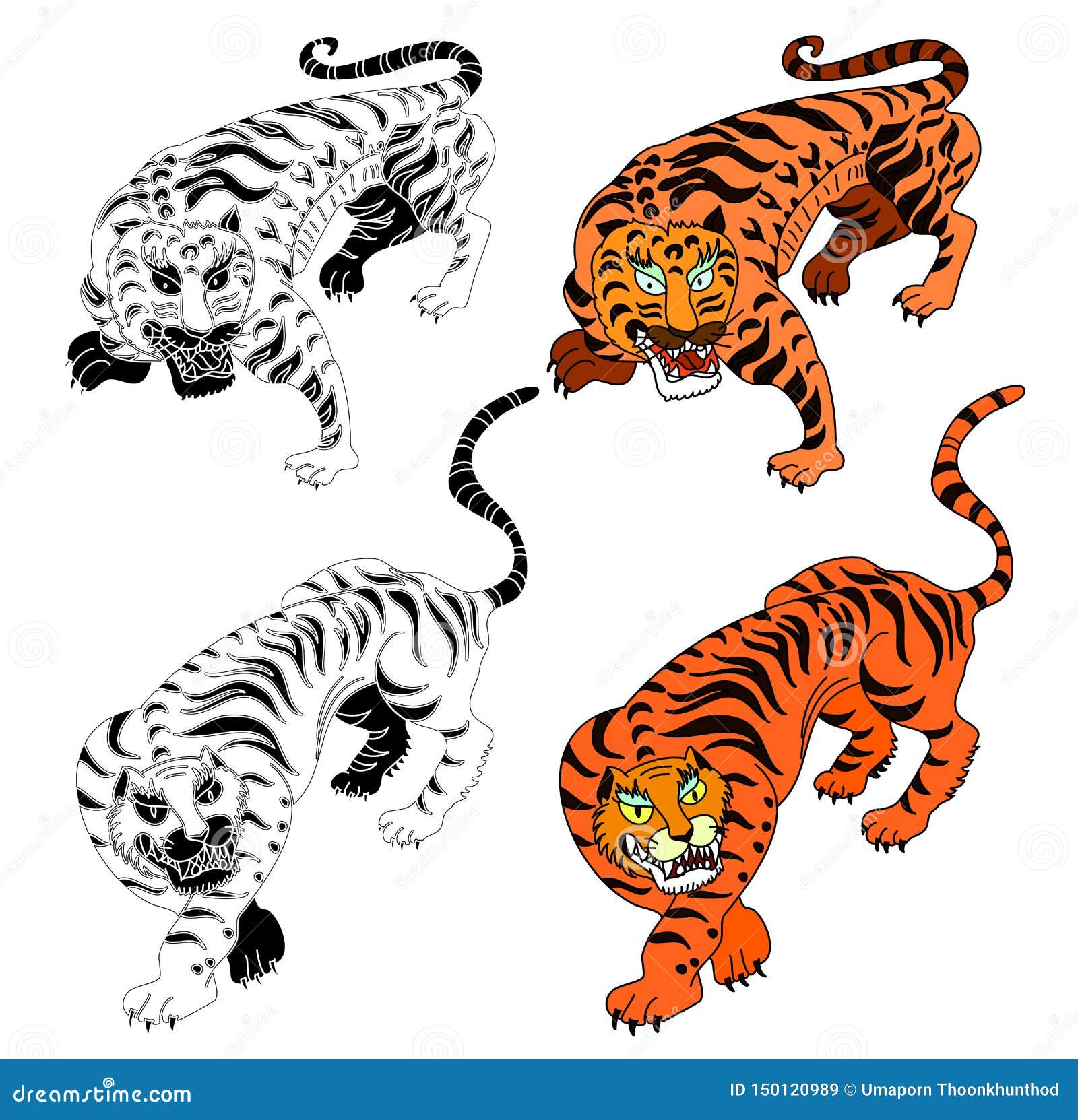 Japanese Tiger with Sun Vector on Background. Stock Vector ...