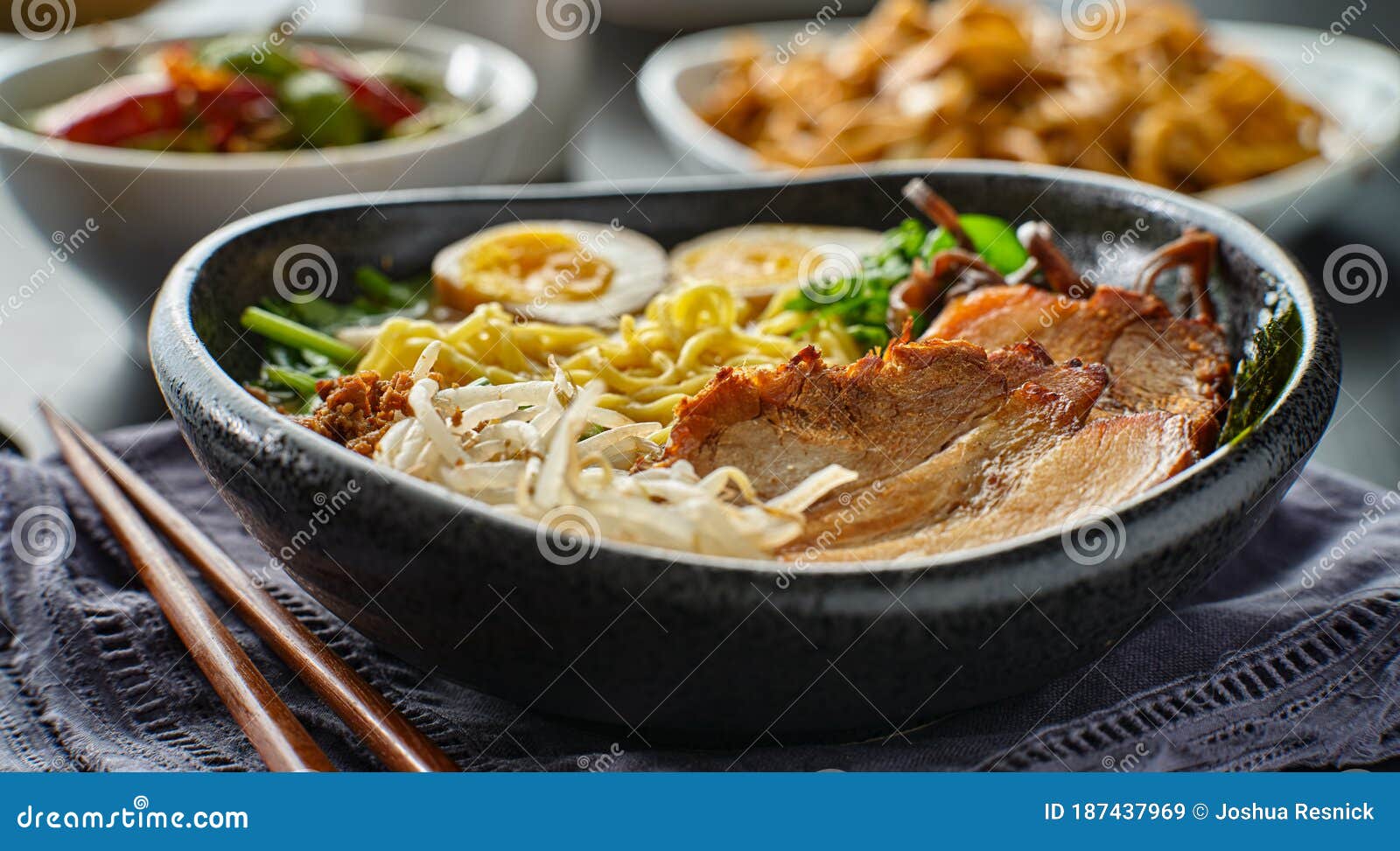Japanese Tonkotsu Ramen Bowl on Dinner Table at Restaurant Stock Image ...