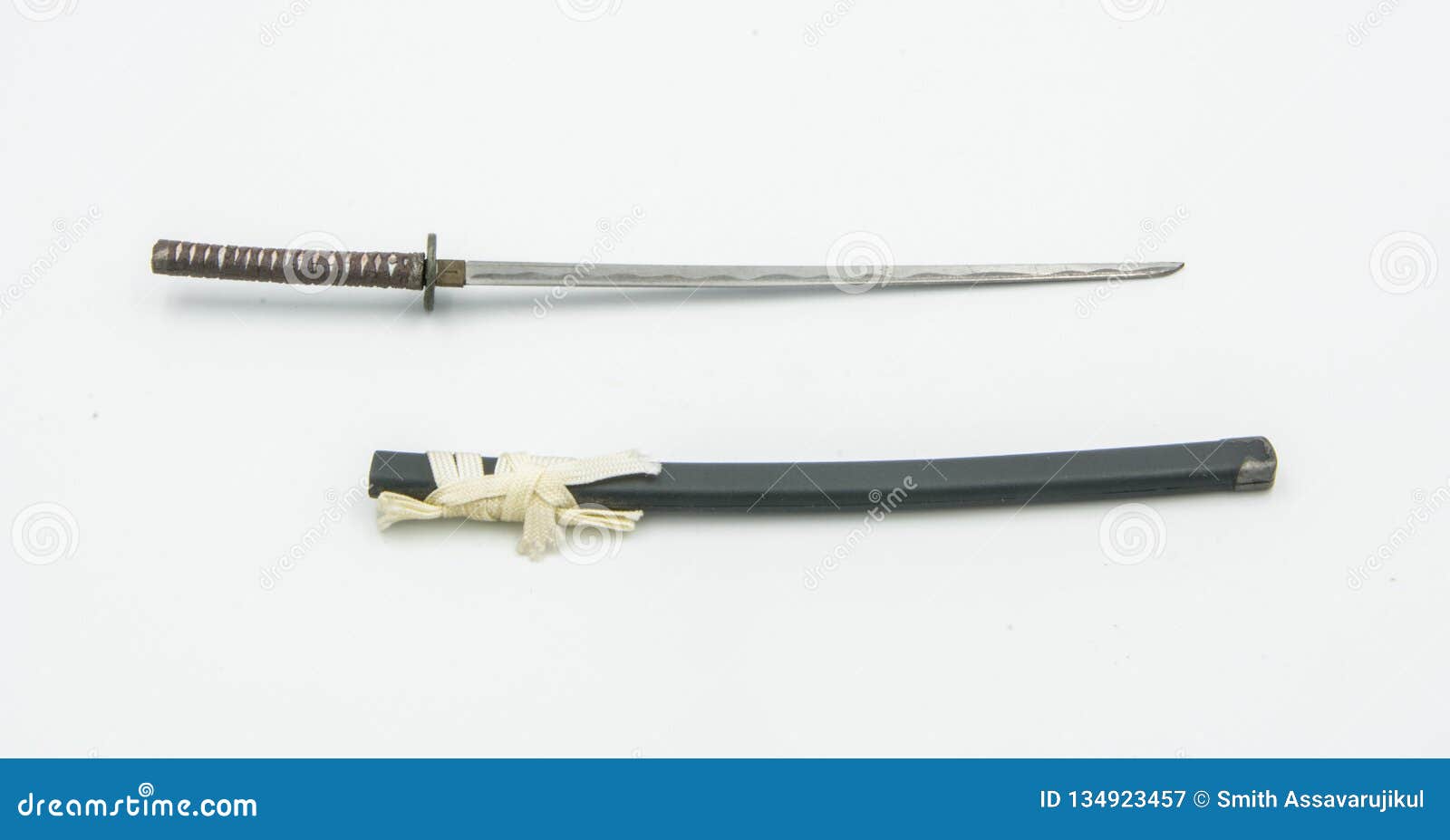 Japanese Tradition Samurai Sword Isolate on White Background Stock ...