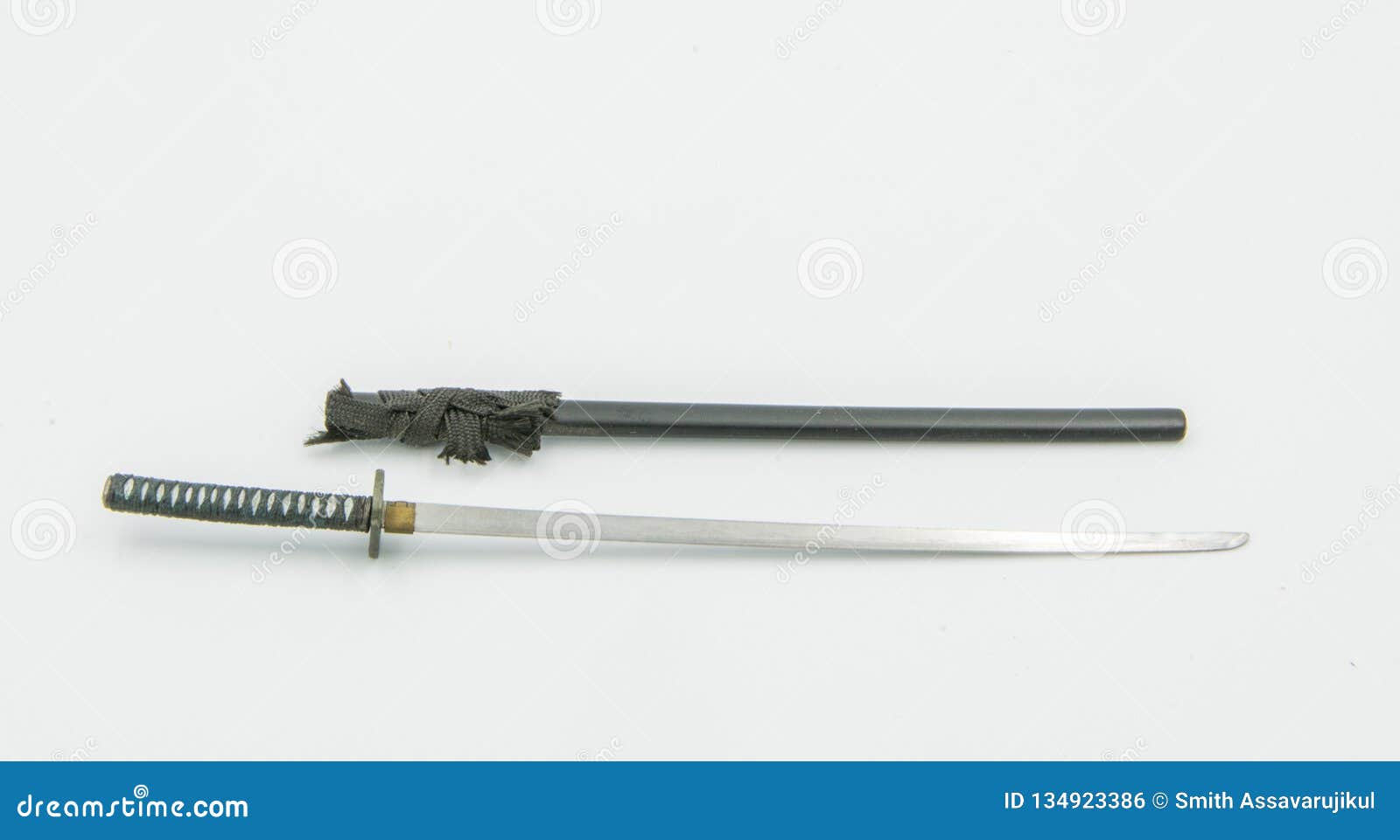 Japanese Tradition Samurai Sword Isolate on White Background Stock ...
