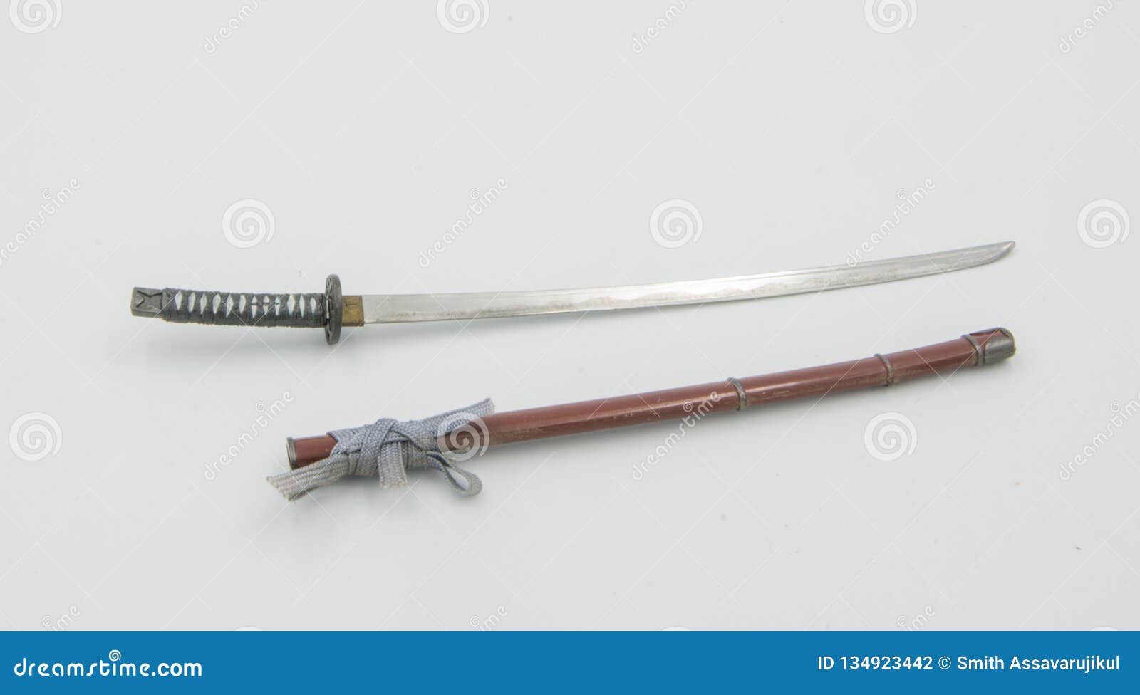 Japanese Tradition Samurai Sword Isolate on White Background Stock ...