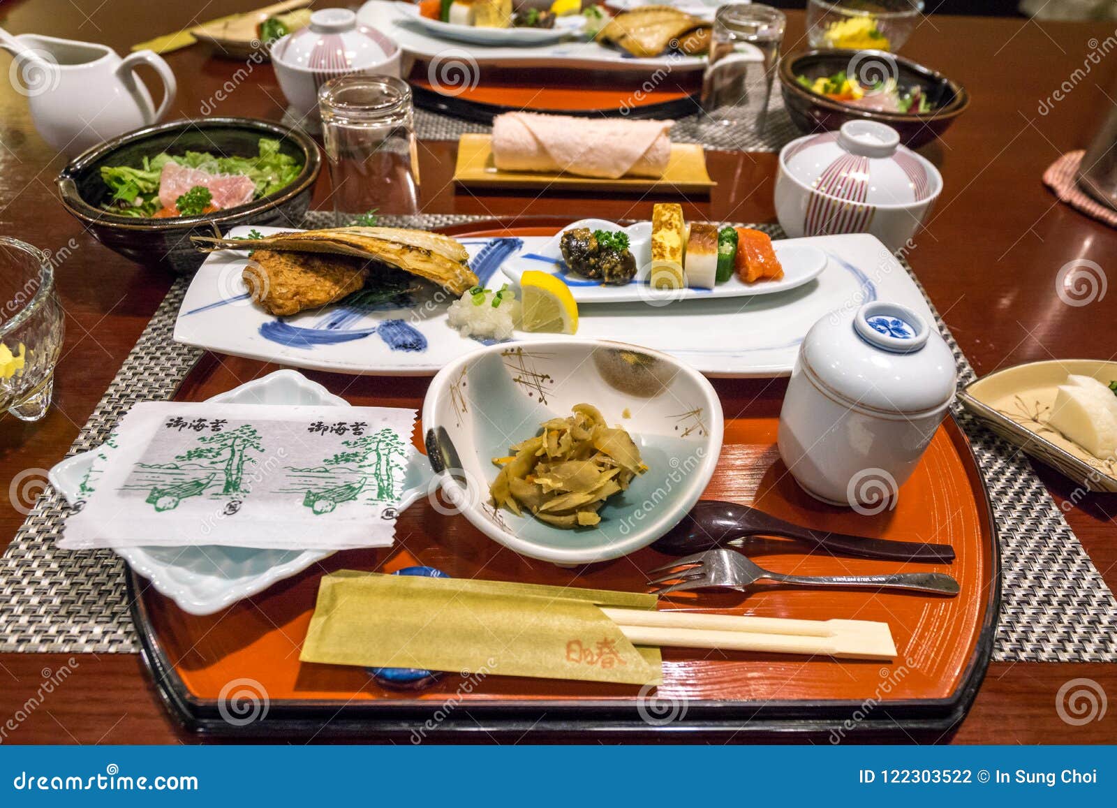 Japanese Traditional Breakfast Stock Photo - Image of breakfast, plates ...
