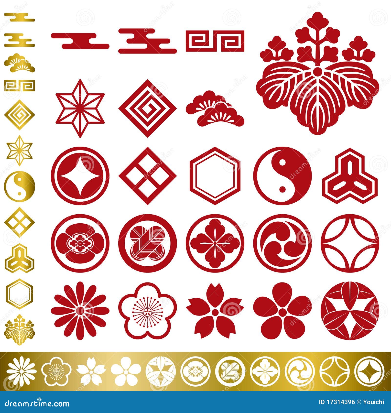 Japanese Traditional Elements Set Stock Vector - Illustration of figure ...
