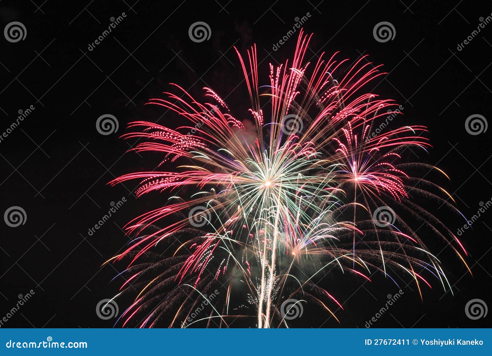 Japanese Traditional Fireworks in the Night Sky Stock Image - Image of ...