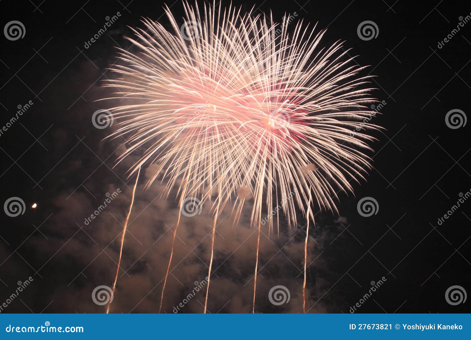 Japanese Traditional Fireworks in the Night Sky Stock Image - Image of ...